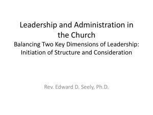 Leadership and Administration in the Church, Balancing Task ...